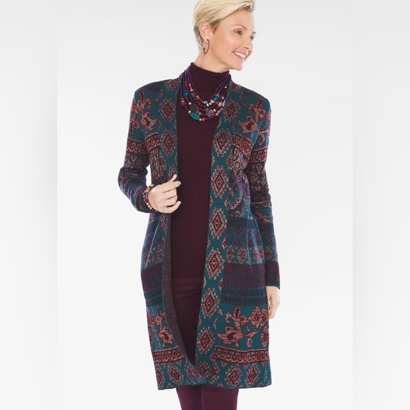 Chico's | Sweaters | Chicos Tapestryjacquard Cardigan Multicolor ...